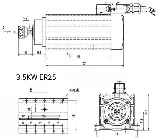 Spindle cnc vuông làm mát bằng gió - CNCSTORE